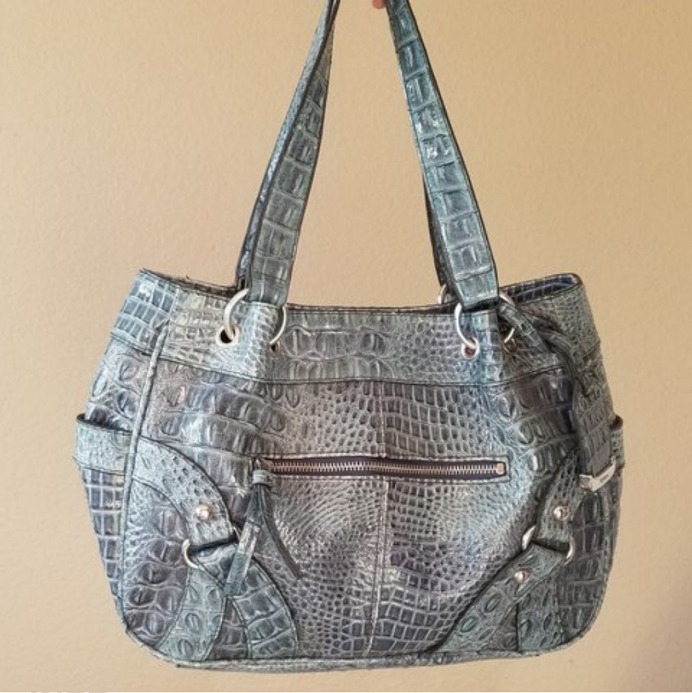Early 2000s Powder Blue Alligator Leather Handbag - Gem